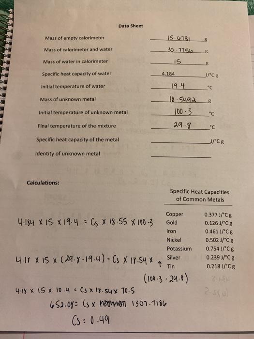 Solved Molar Mass of a Gas Lab The data below was collected | Chegg.com
