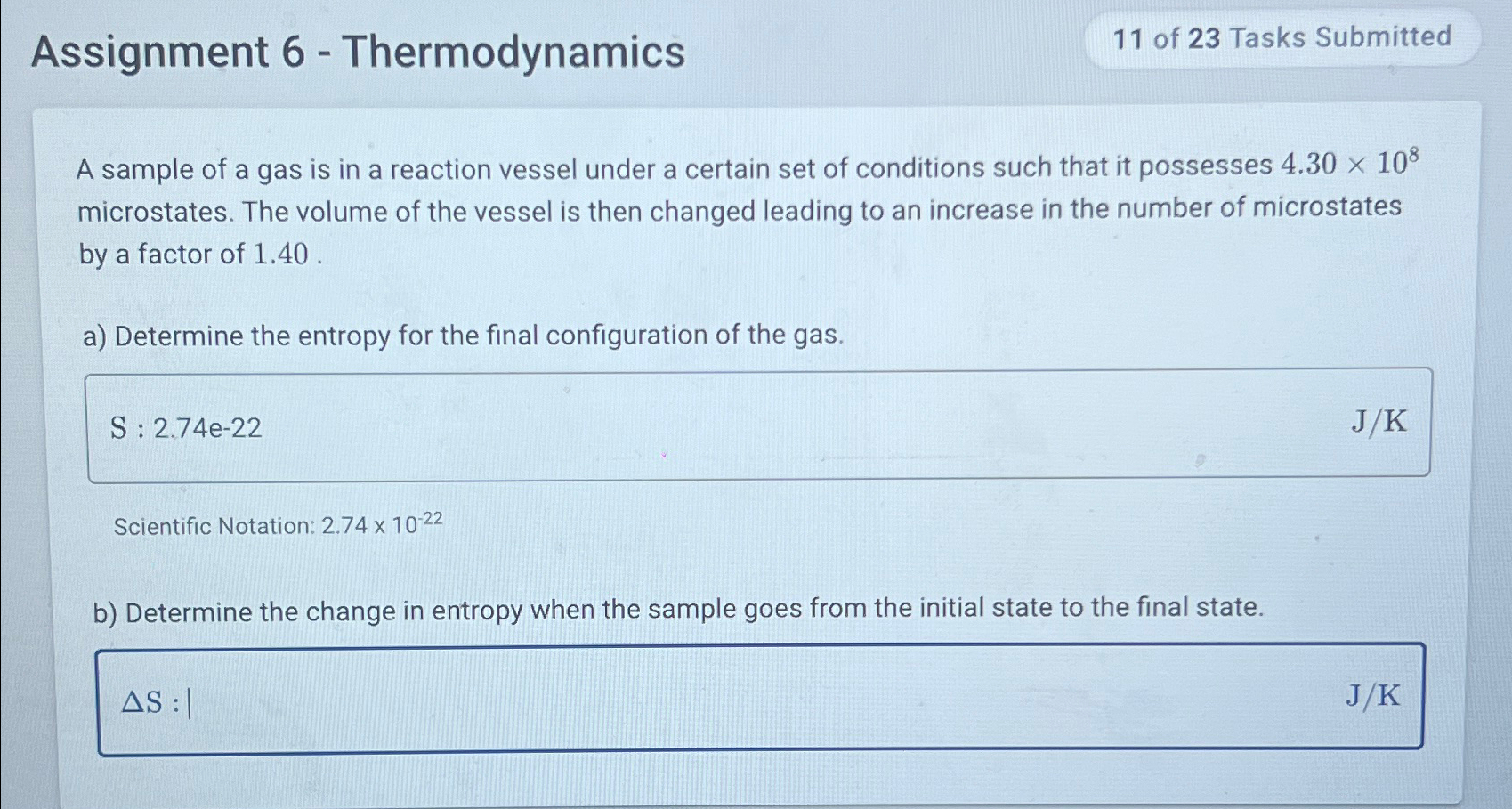 Solved Assignment 6 - ﻿Thermodynamics11 ﻿of 23 ﻿Tasks | Chegg.com
