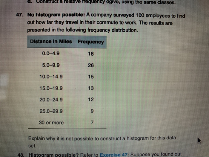 Solved d. Construct a relative frequency ogive, using the | Chegg.com