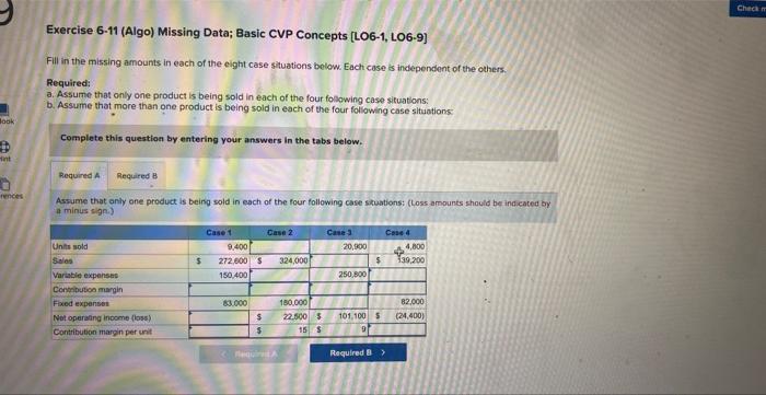 Solved Exercise 6 11 Algo Missing Data Basic Cvp Concepts 5317