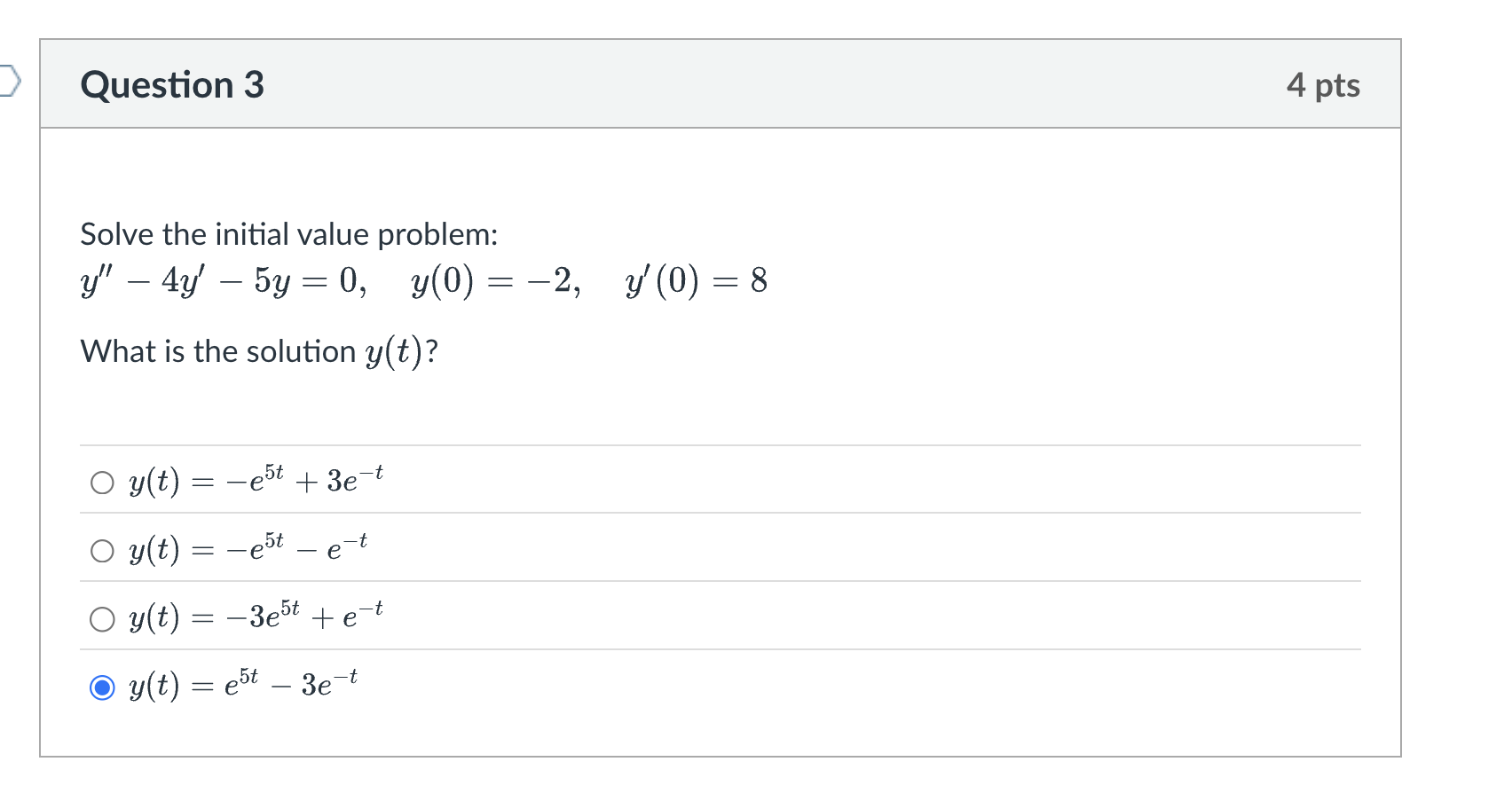 Solved Question 3Solve the initial value | Chegg.com