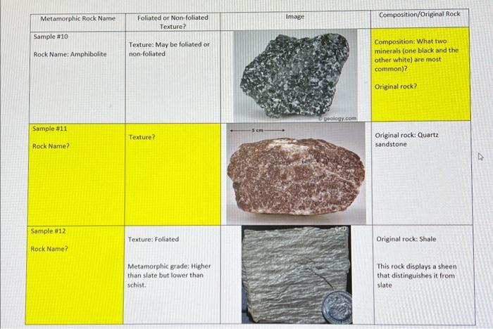 Solved Physical Geology Assignment 4s Metamorphic Rocks Part | Chegg.com