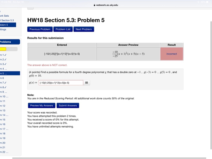 Solved webwork.as.uky.edu HW18 Section 5.3: Problem 5 ork | Chegg.com