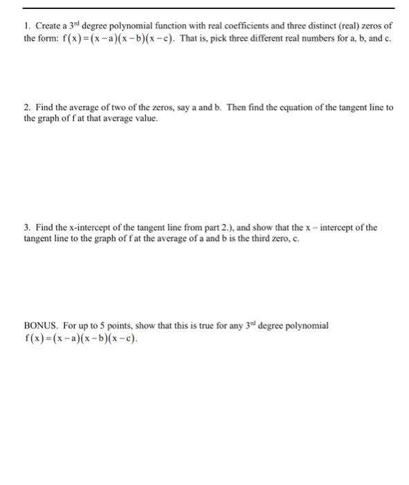 Solved 1. Create a 3rd degree polynomial function with real | Chegg.com