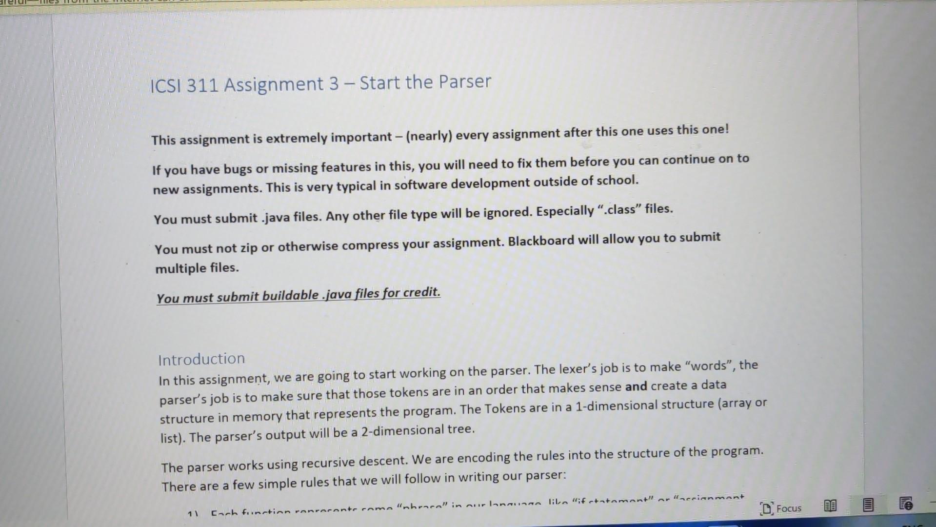 Solved ICSI 311 Assignment 3 - Start the Parser This | Chegg.com