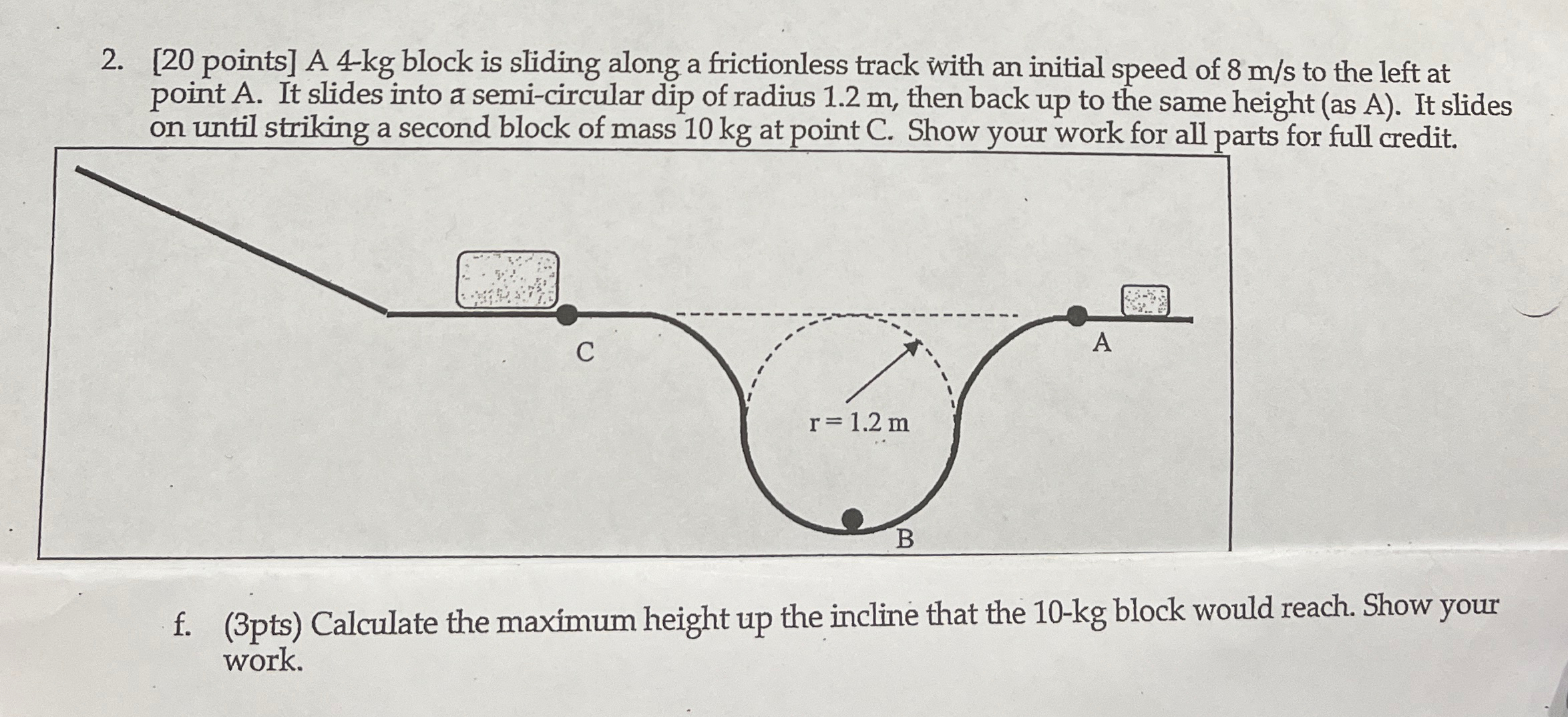 Solved [20 ﻿points] ﻿A 4-kg block is sliding along a | Chegg.com