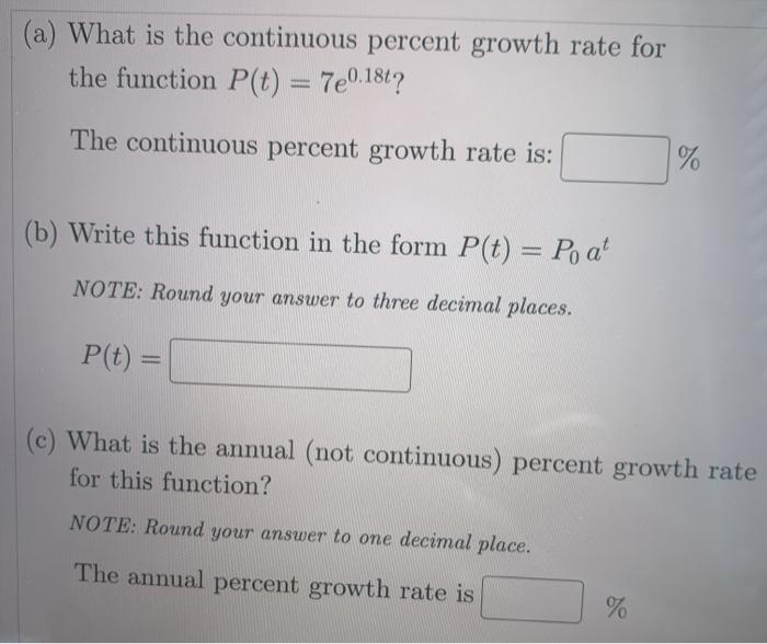 Solved (a) What is the continuous percent growth rate for | Chegg.com