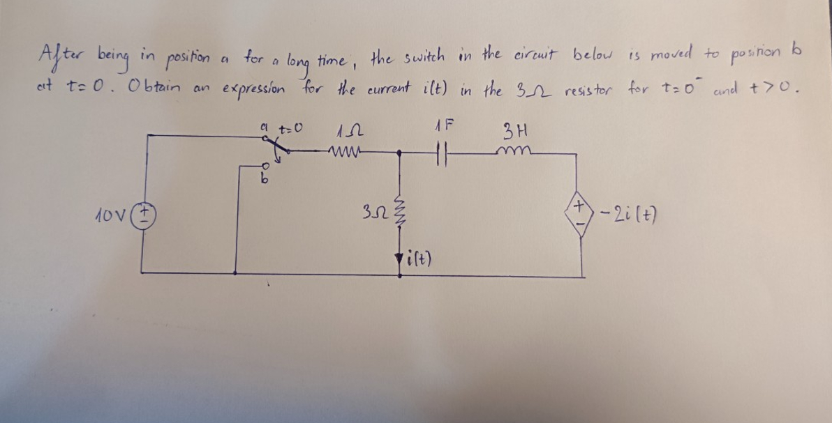 Solved After being in position a for a long time, the switch | Chegg.com