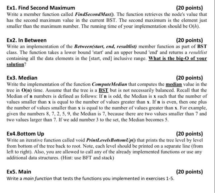 Solved Ex1 Find Second Maximum 20 Points Write A Member 