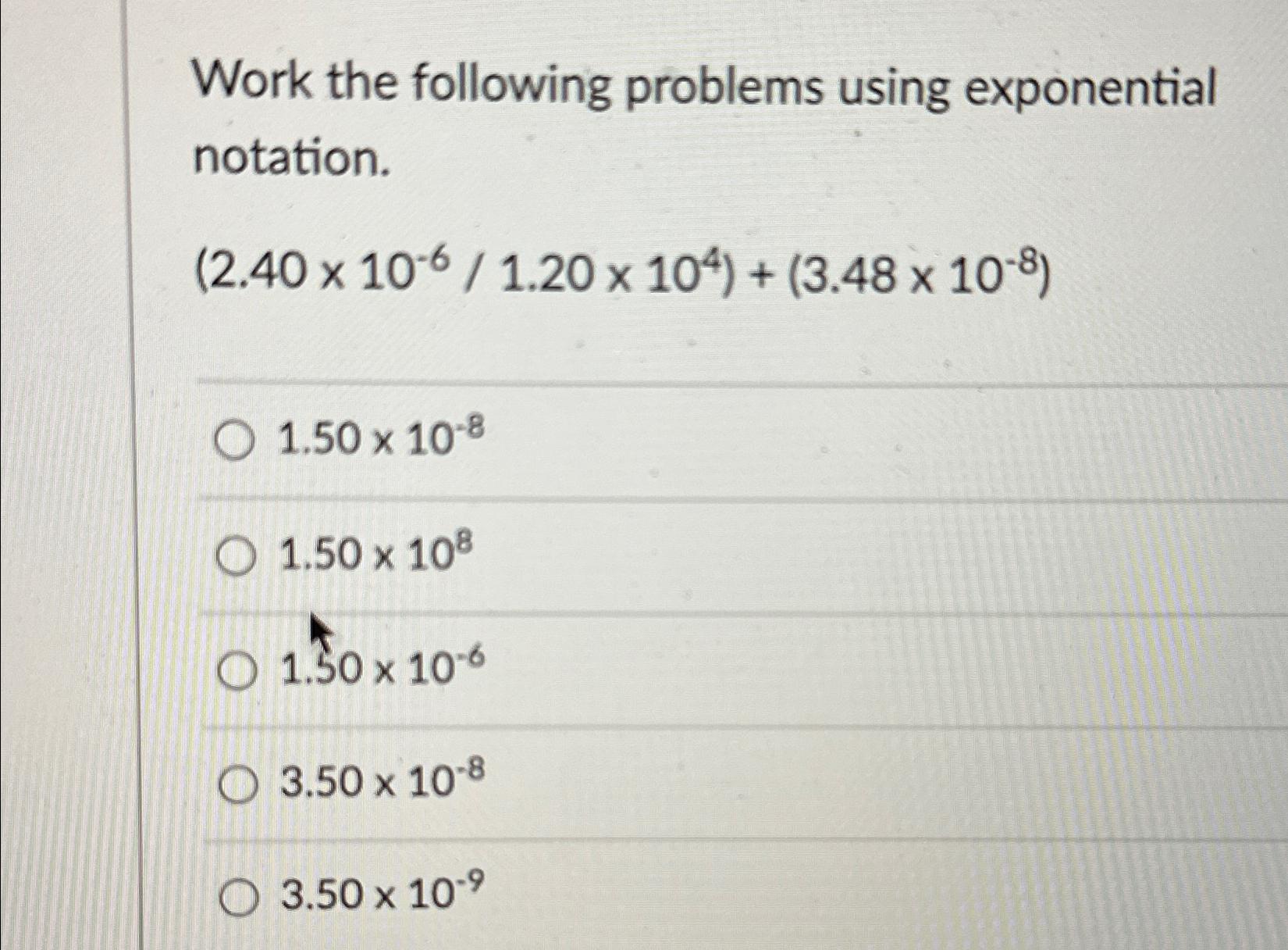 Solved Work the following problems using exponential | Chegg.com