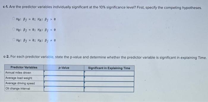 Solved c-1. Are the predictor variables individually | Chegg.com