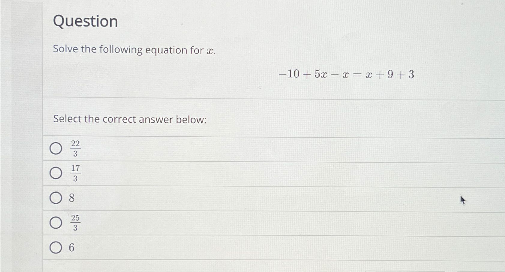 Solved Questionsolve The Following Equation For