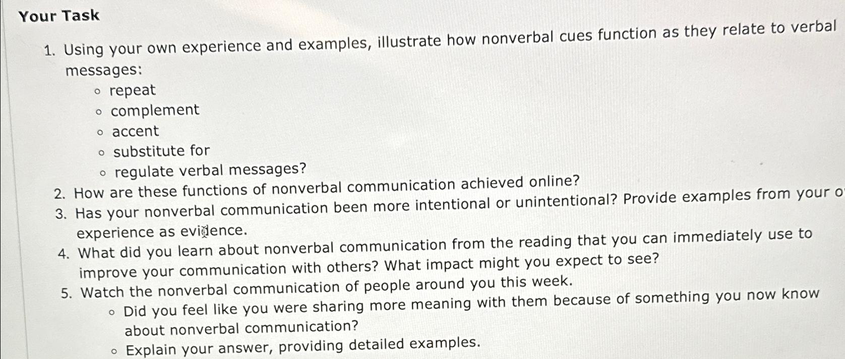Solved Your TaskUsing your own experience and examples, | Chegg.com