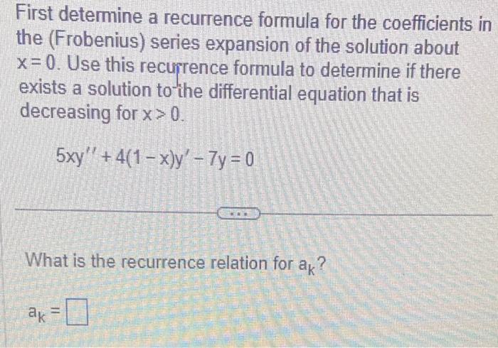 Solved First determine a recurrence formula for the | Chegg.com