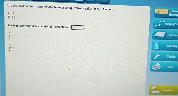 Solved Use the least common denominator to enter an | Chegg.com