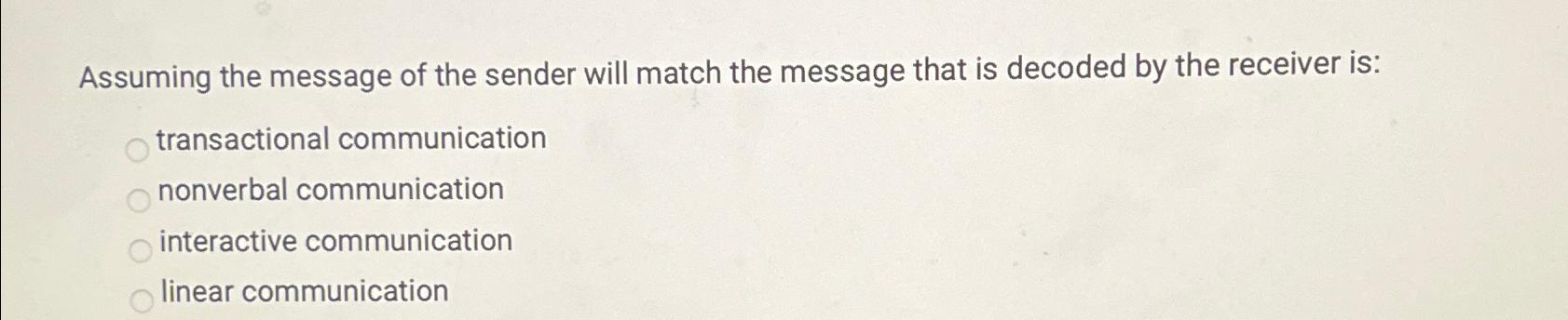 Solved Assuming the message of the sender will match the | Chegg.com