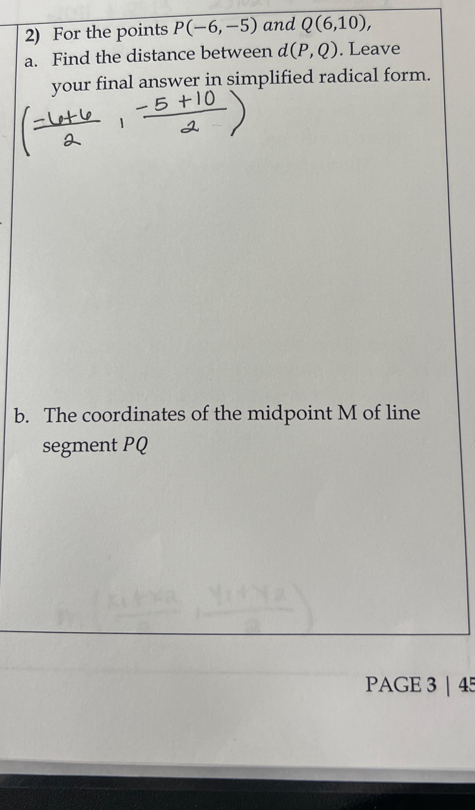 Solved For the points P(-6,-5) ﻿and Q(6,10),a. ﻿Find the | Chegg.com