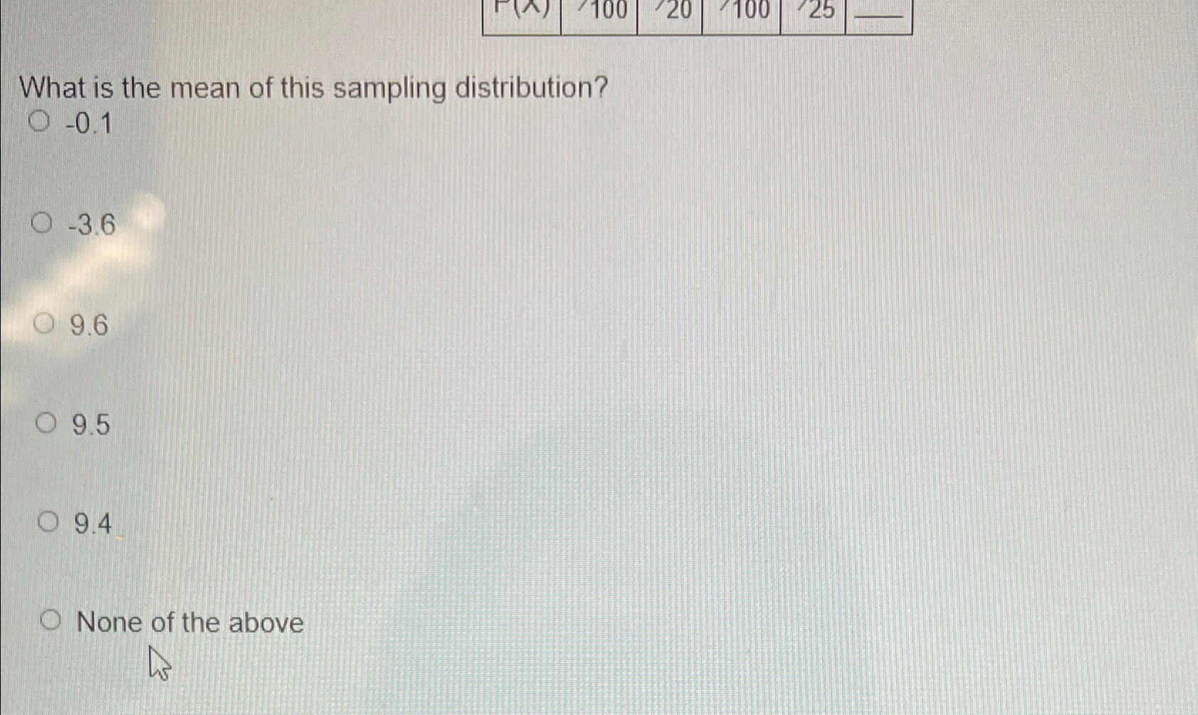 What is the mean of this sampling | Chegg.com