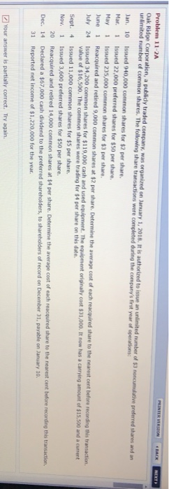 Solved PRINTER VERSION RACK NEXT Problem 11-2A Oak Ridge | Chegg.com