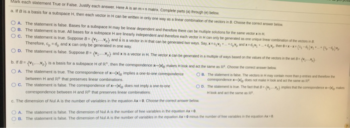 Solved Mark each statement True or False. Justify each | Chegg.com