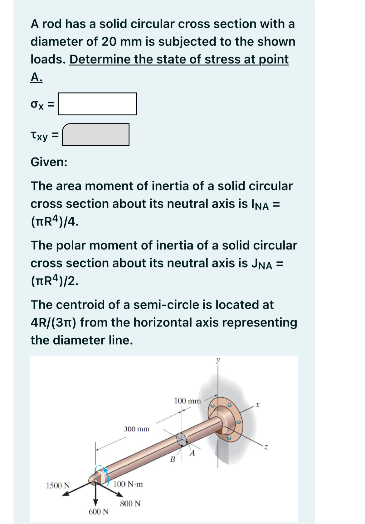 Solved A rod has a solid circular cross section with a | Chegg.com