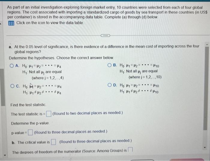 Solved As part of an initial investigation exploring foreign | Chegg.com