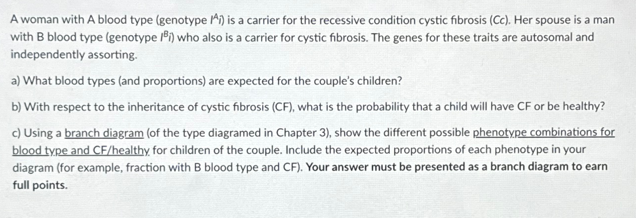Solved A woman with A blood type (genotype IAi ) ﻿is a | Chegg.com