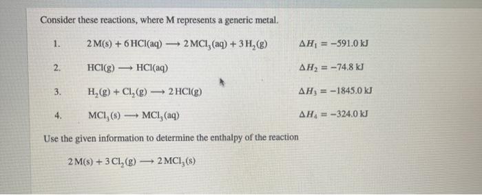 Solved Consider these reactions, where M represents a | Chegg.com