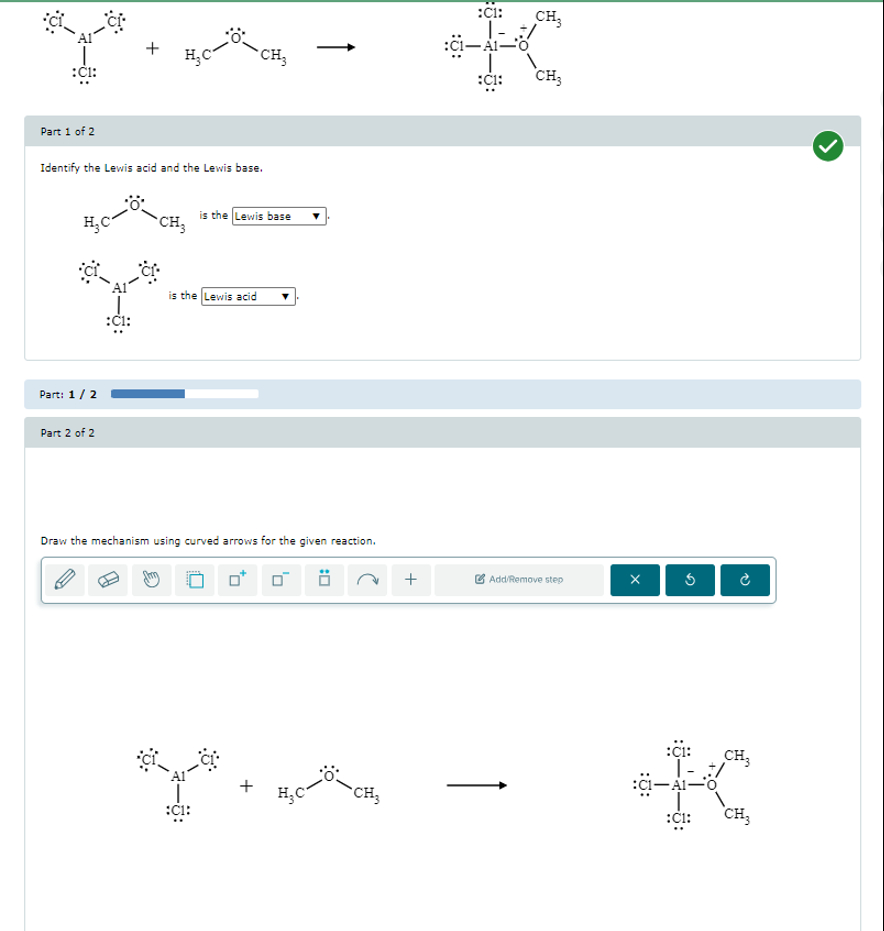 Solved Part 1 ﻿of 2 ﻿Identify the Lewis acid and the Lewis | Chegg.com