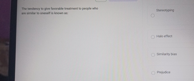 Solved The tendency to give favorable treatment to people | Chegg.com