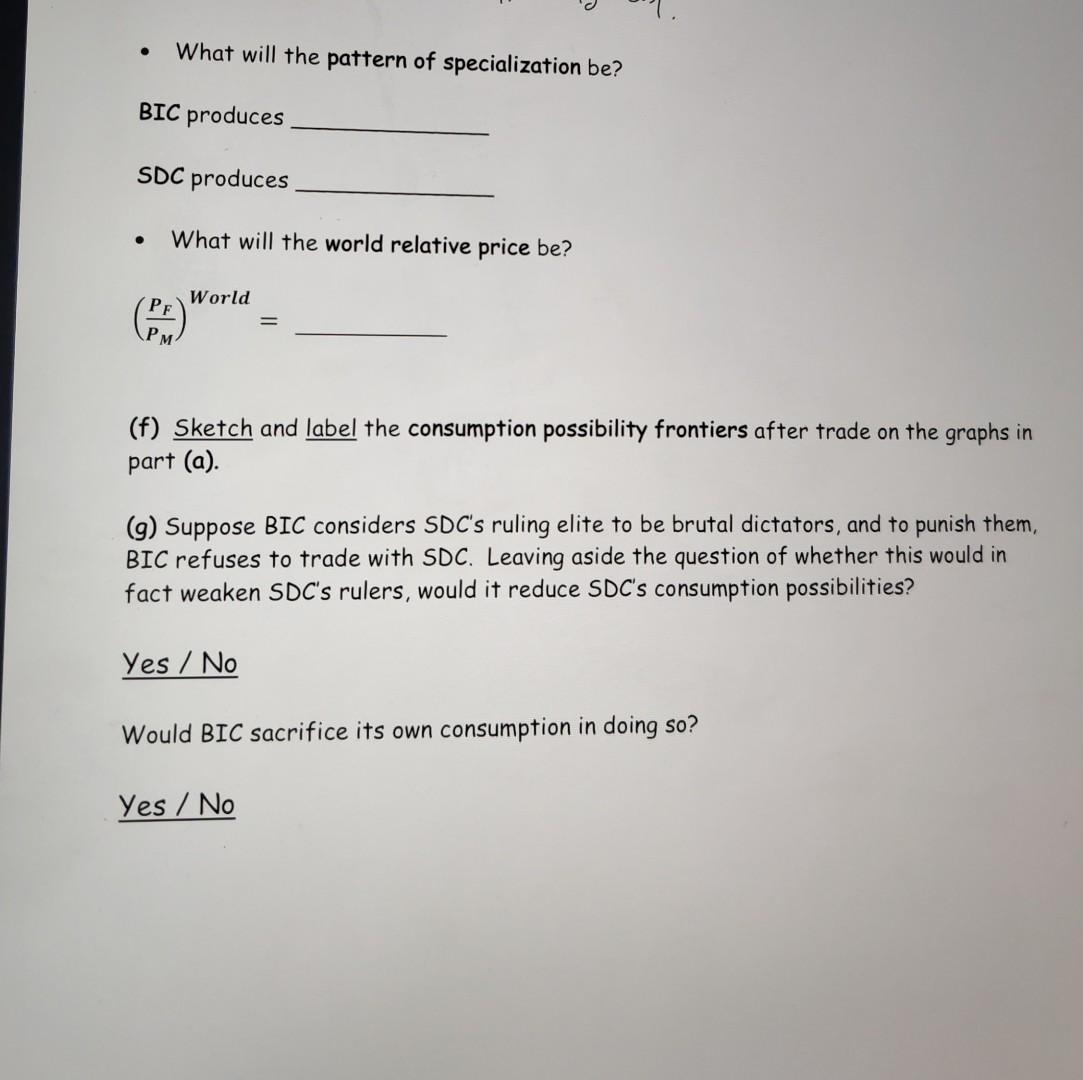 Solved What will the pattern of specialization be? BIC | Chegg.com