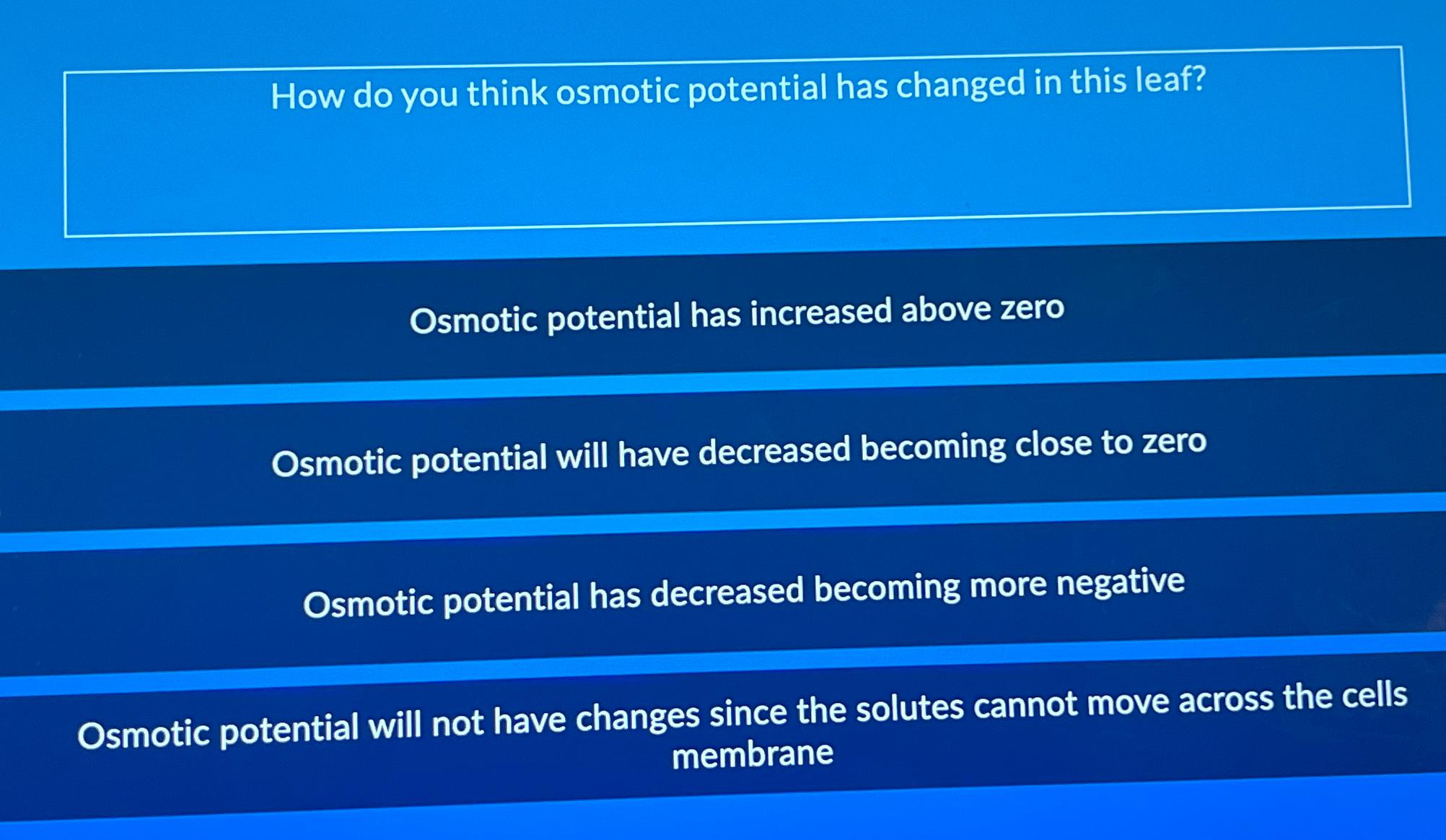 Solved How do you think osmotic potential has changed in | Chegg.com
