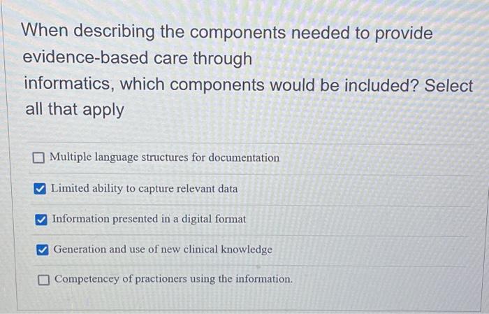 Solved When describing the components needed to provide | Chegg.com