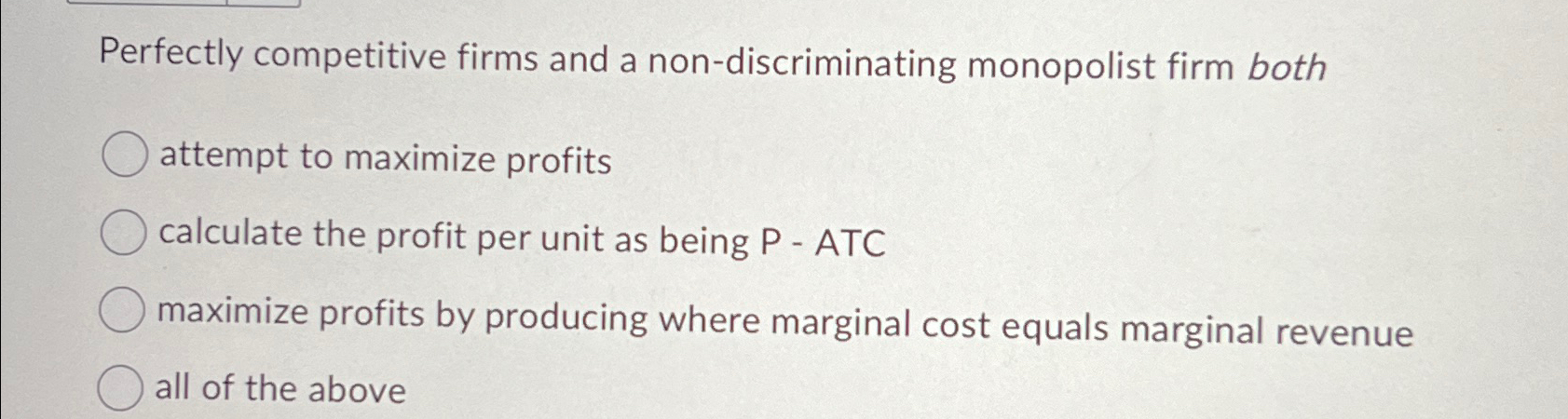 Solved Perfectly competitive firms and a non-discriminating | Chegg.com