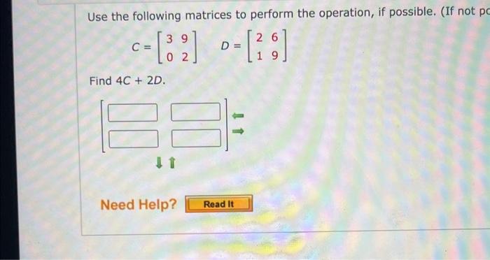 Solved Use the following matrices to perform the operation, | Chegg.com