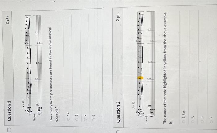 Question 1 2pts How many beats per measure are found | Chegg.com