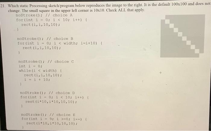 Which static Processing sketch/program below | Chegg.com