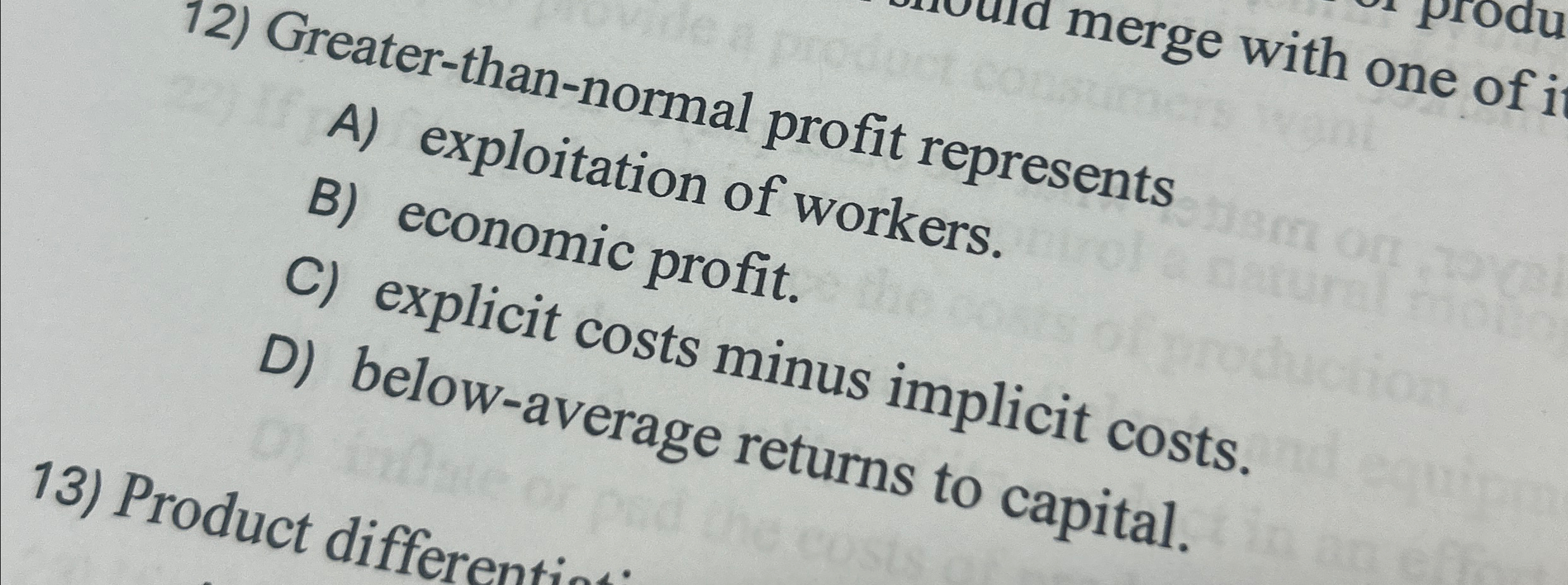Solved Greater-than-normal profit representsA) ﻿exploitation | Chegg.com