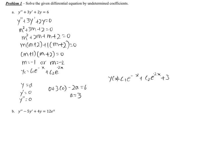 Solved Problem 1 - Solve the given differential equation by | Chegg.com