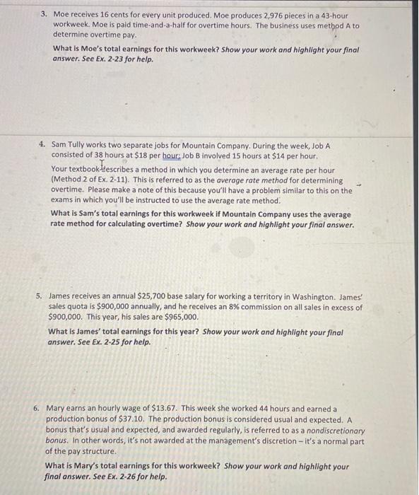 Solved Unless instructed otherwise, compute hourly rate and | Chegg.com