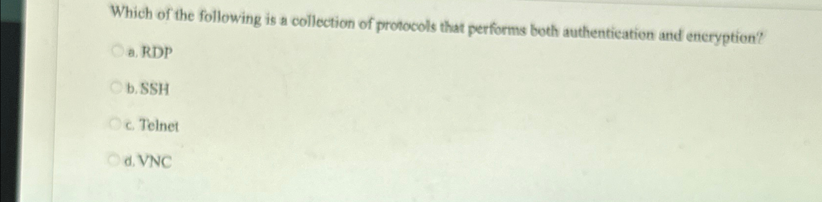 Solved Which of the following is a collection of protocols | Chegg.com