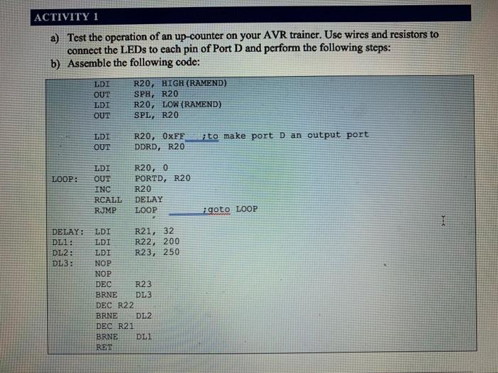 Solved a) Test the operation of an up-counter on your AVR | Chegg.com