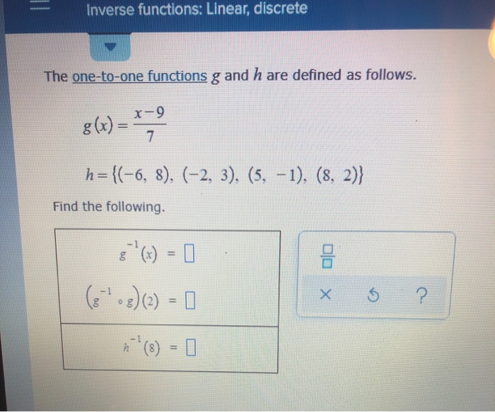 Solved Inverse functions: Linear, discrete The one-to-one | Chegg.com