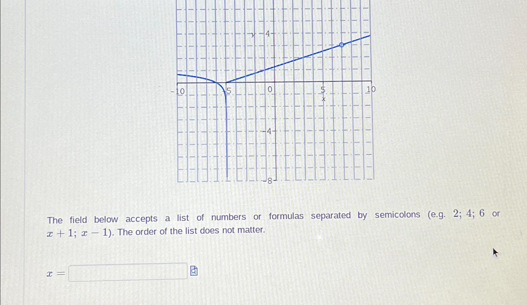 Solved The field below accepts a list of numbers or formulas | Chegg.com