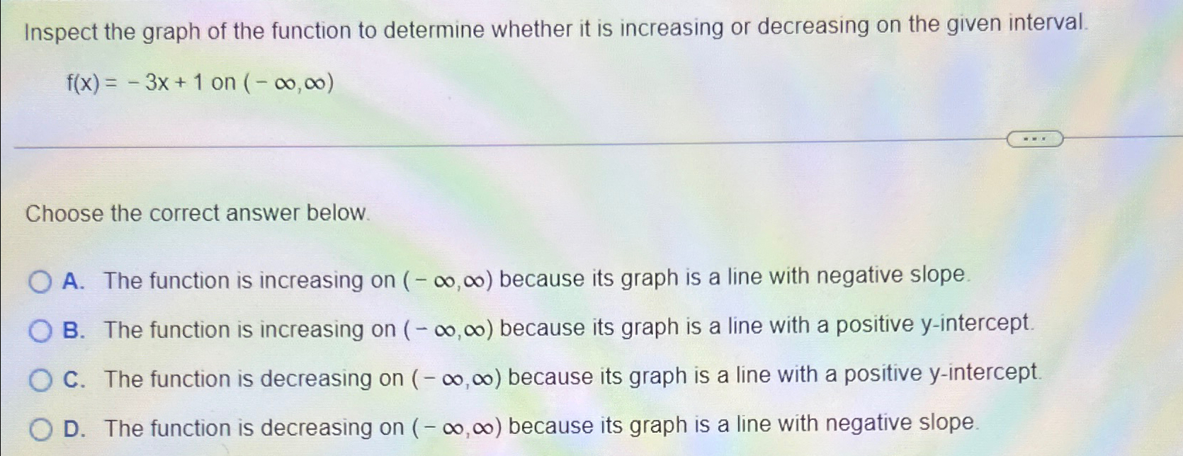 Solved Inspect the graph of the function to determine | Chegg.com