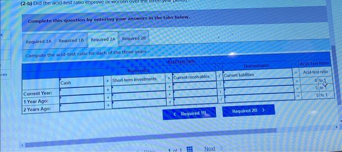 Solved (1-a) compute the current ratio for each of the three | Chegg.com
