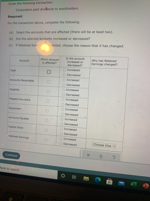 Solved Given the following transaction: Corporation paid | Chegg.com