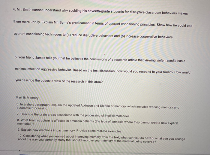 Solved 4. Mr. Smith cannot understand why scolding his | Chegg.com