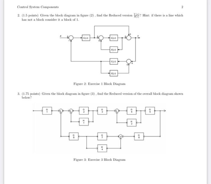 Solved 2. (1.5 points) Given the block diagram in figure | Chegg.com
