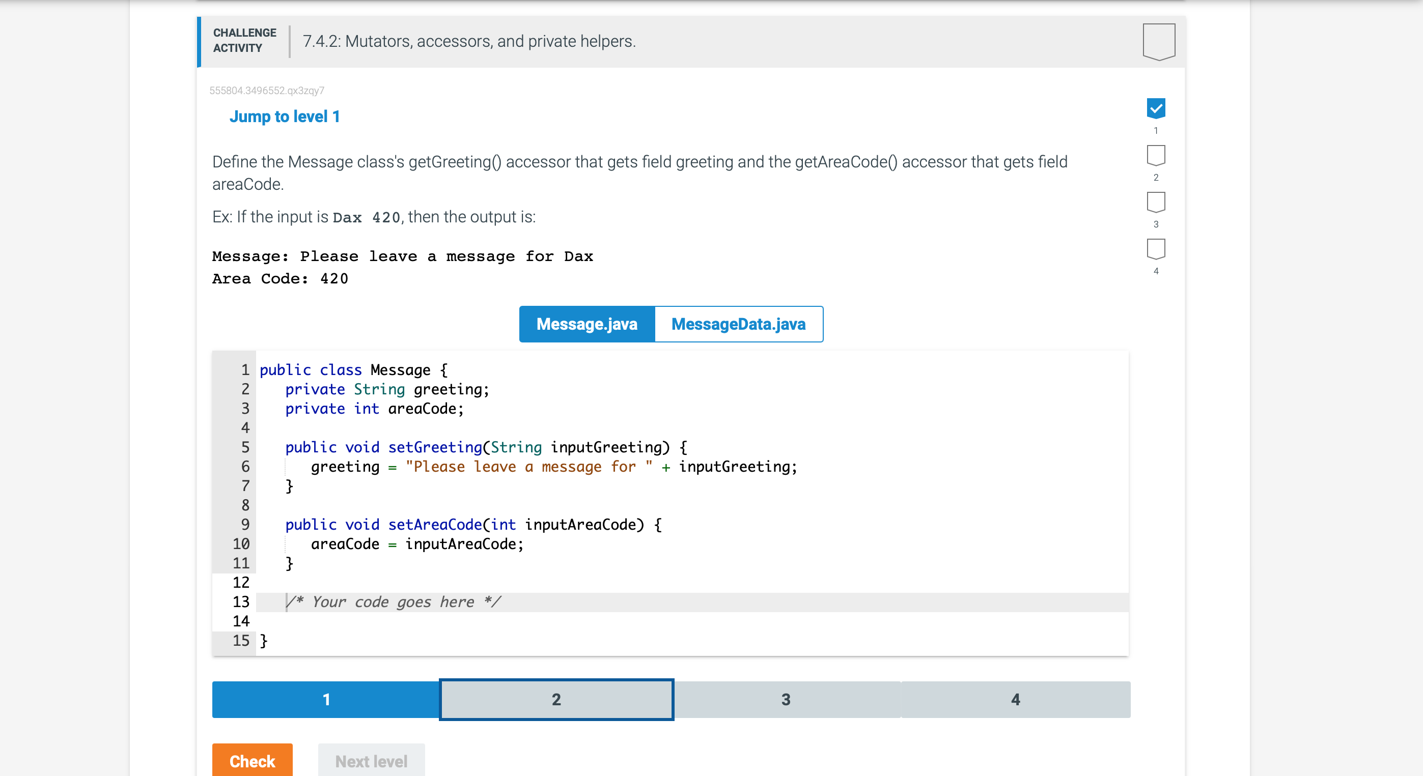 Solved 7.4.2: Mutators, accessors, and private helpers. (In | Chegg.com